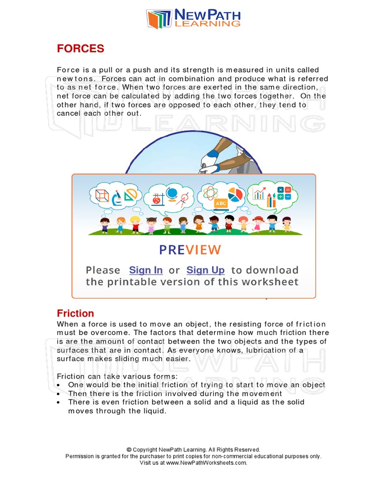Study Guide Science Grade 7 Forces 1 | PDF