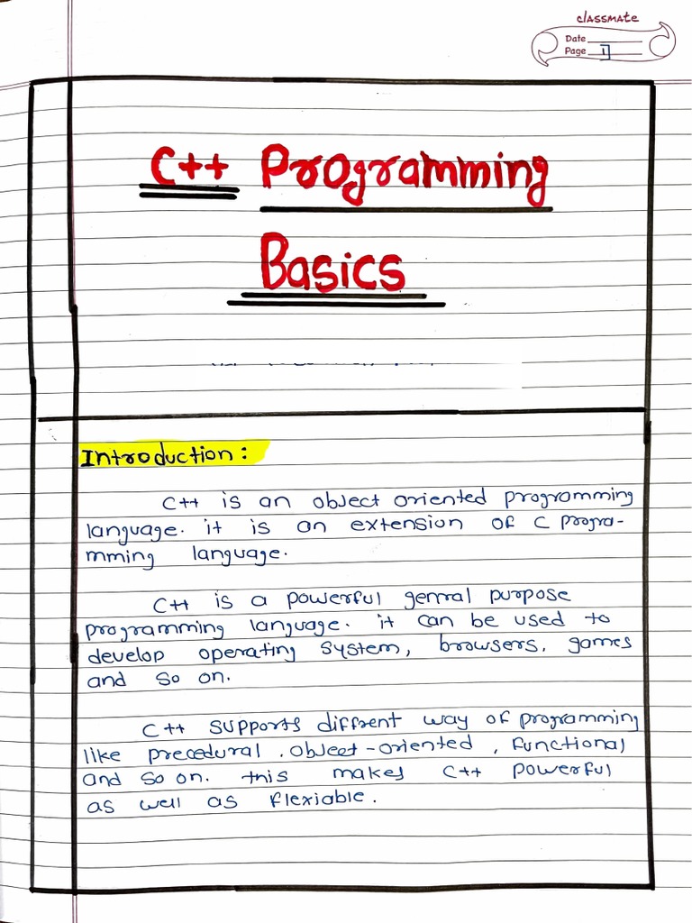 Short Notes On Basic Programming C++ | PDF