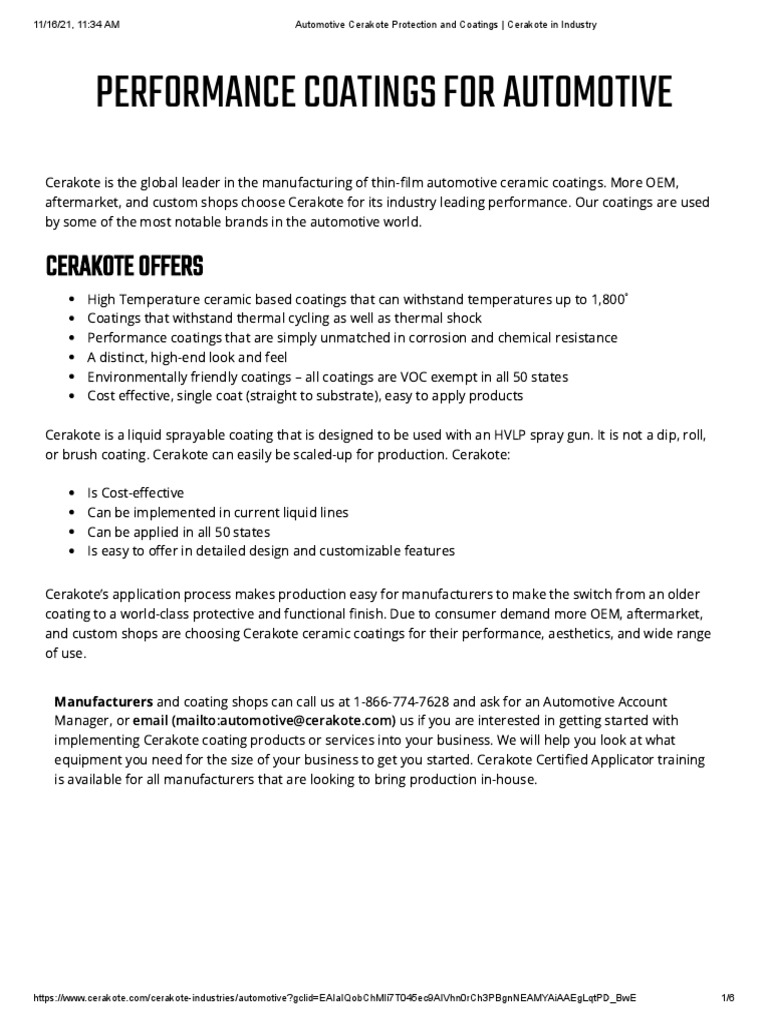 Automotive Cerakote Protection and Coatings - Cerakote in Industry ...