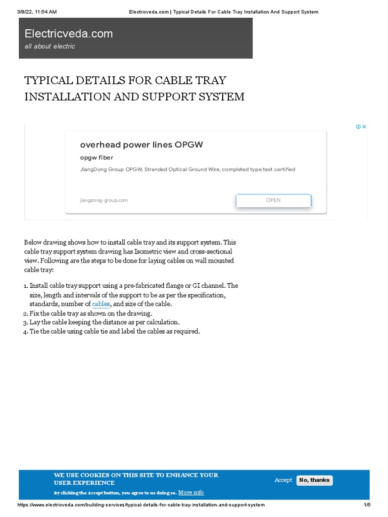 Typical Details For Cable Tray Installation and WALL Support System ...