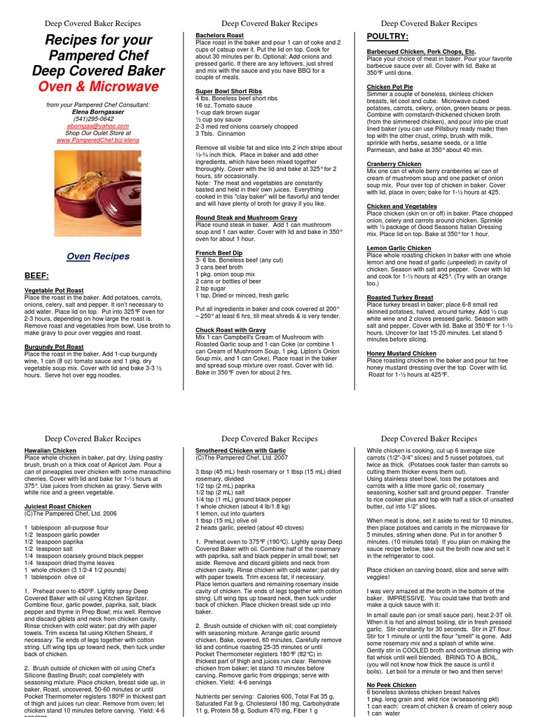 Recipes Deep Covered Baker Booklet | PDF | Roasting | Salad