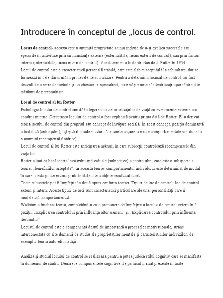 Locus of Control | PDF