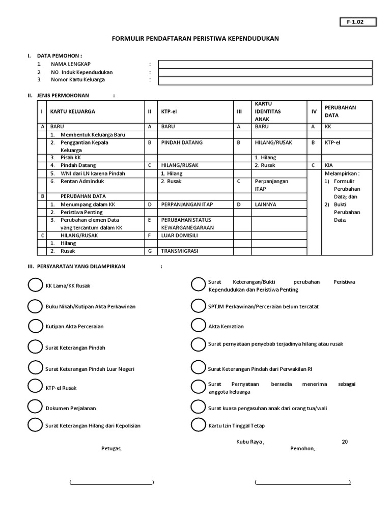 Formulir Pendaftaran KTP | PDF