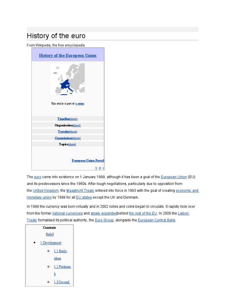 History of The Euro | PDF | Economic And Monetary Union Of The European ...