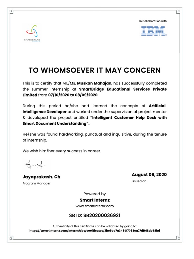 Smartinternz Certi | PDF