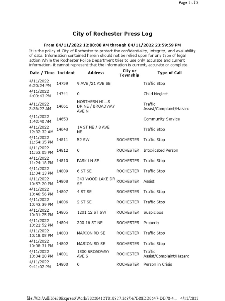 RPD Daily Incident Report 4/11/22 | Download Free PDF | Crimes | Crime ...