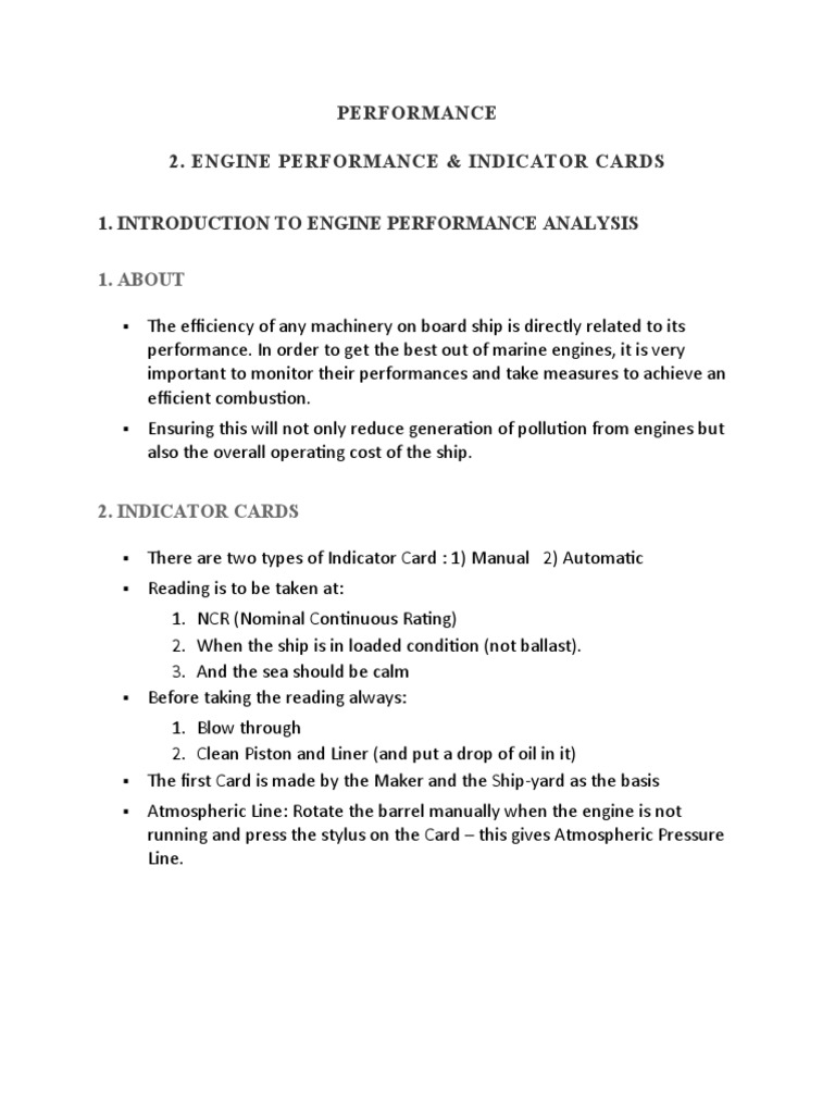 Engine Performance and Indicator Cards | PDF | Turbocharger | Engines