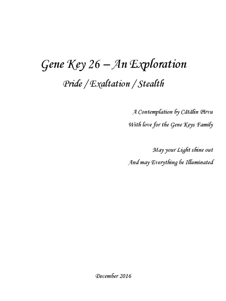Gene Key 26, An Exploration (Richard Rudd) - 17p | PDF | Pride | Self ...