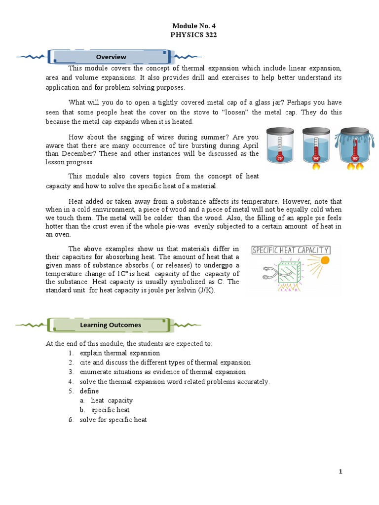 Module No. 4 Physics 322 | PDF | Thermal Expansion | Heat Capacity