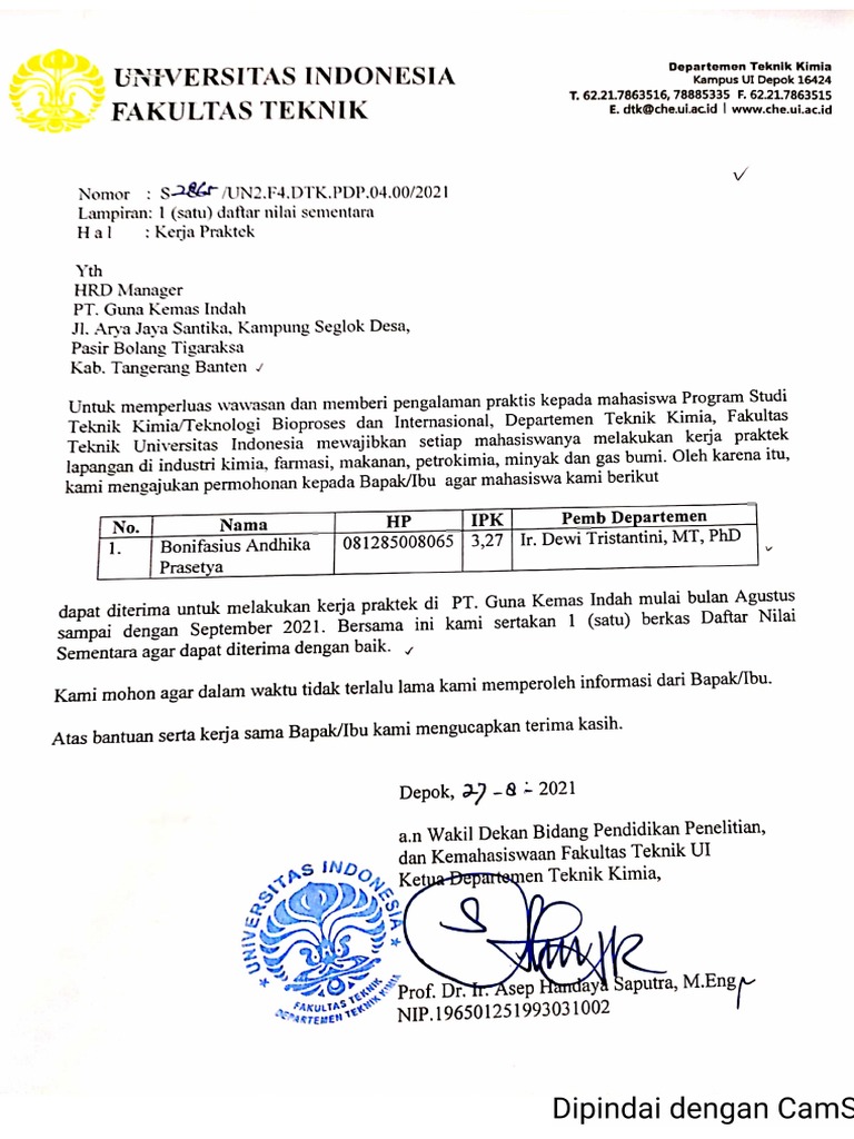 Surat Pengantar KP | PDF