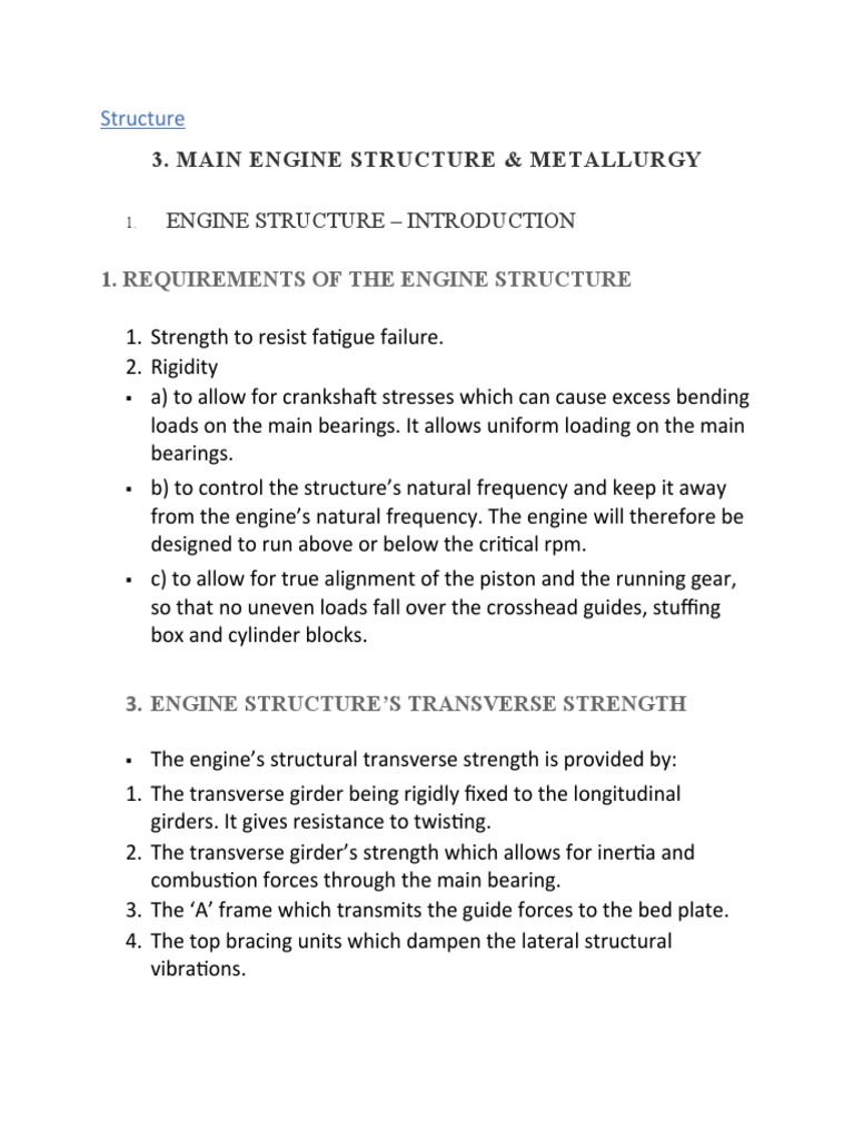 Main Engine Structure & Metallurgy | PDF | Wear | Steel