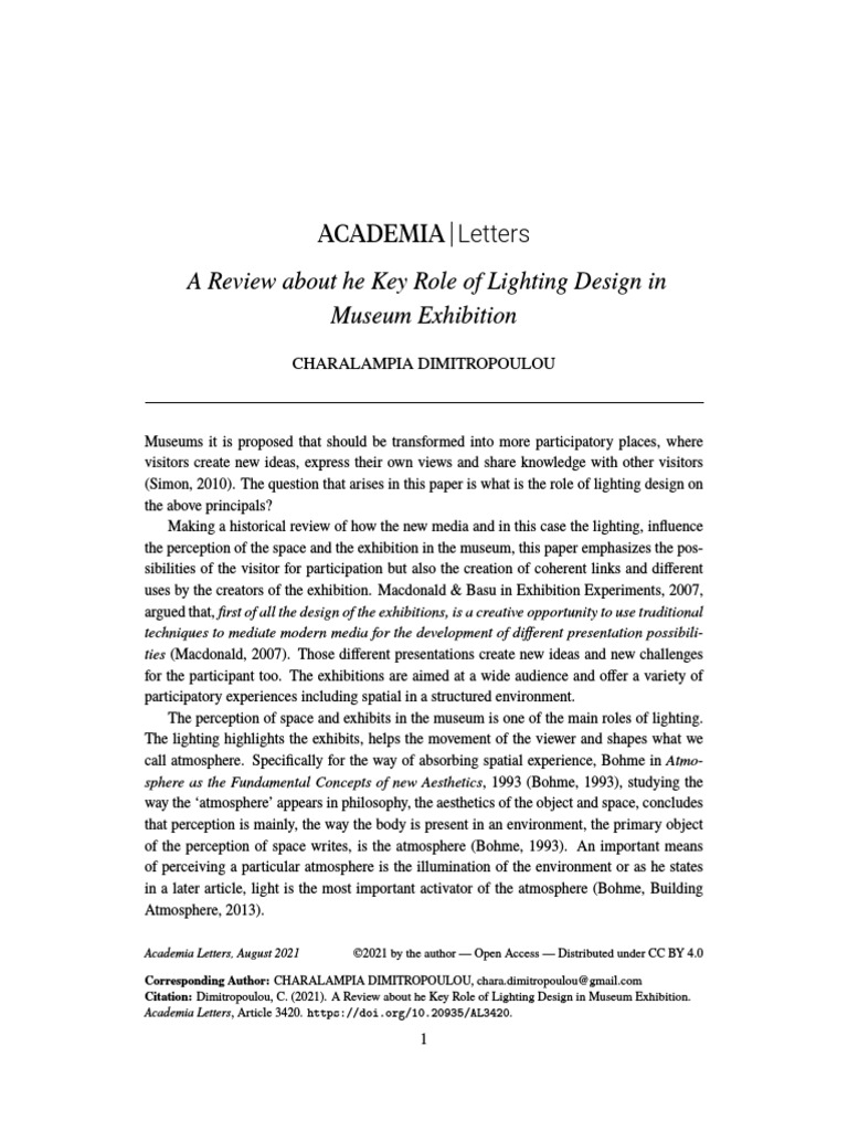 The Key Role of Lighting Design in Museums | PDF | Language Arts ...