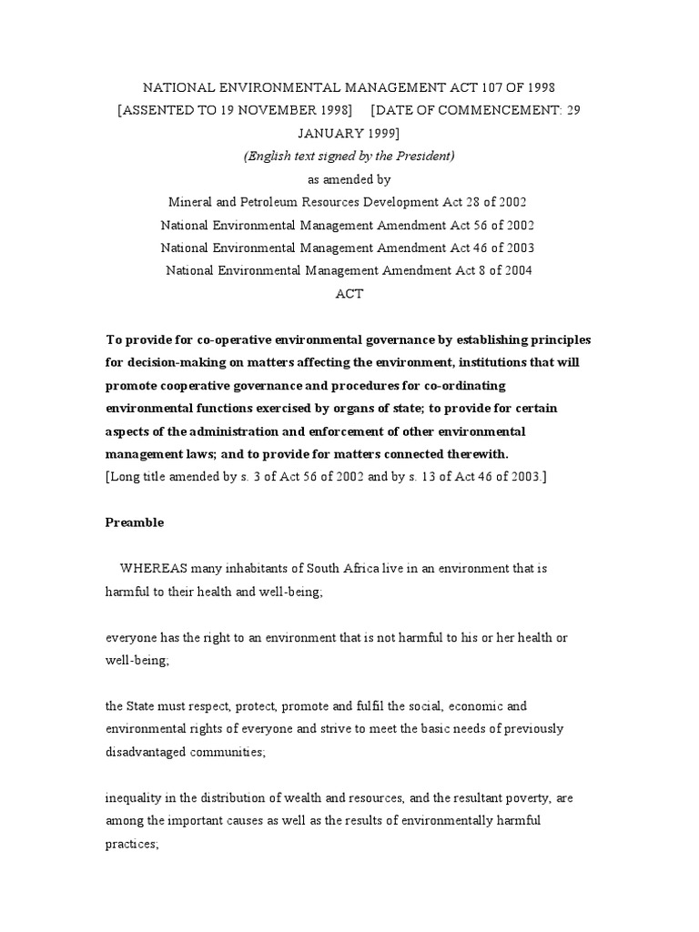 NEMA Act 107 of 1998 | PDF