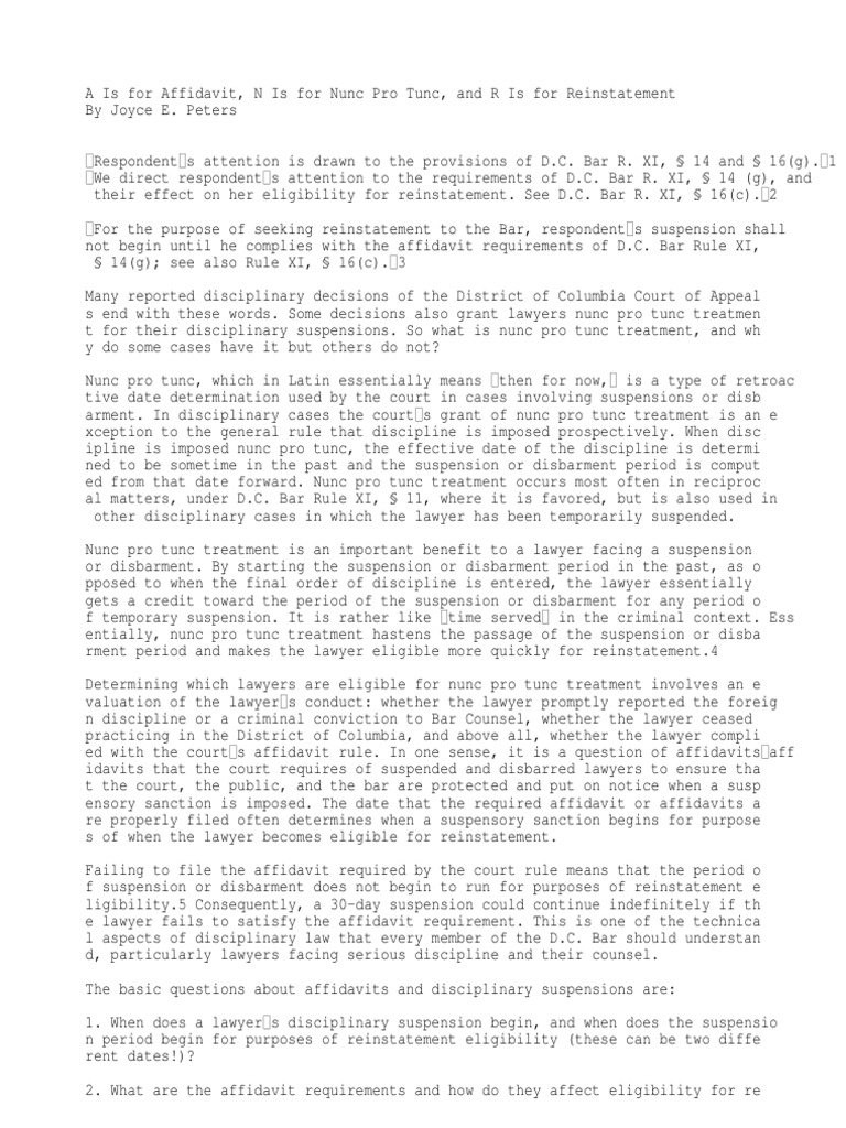 Nun Pro Tunc | PDF | Disbarment | Practice Of Law