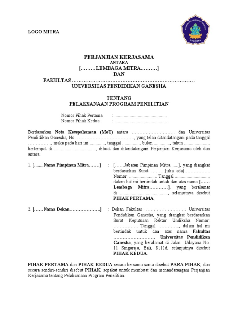 Template MoA Penelitian | PDF