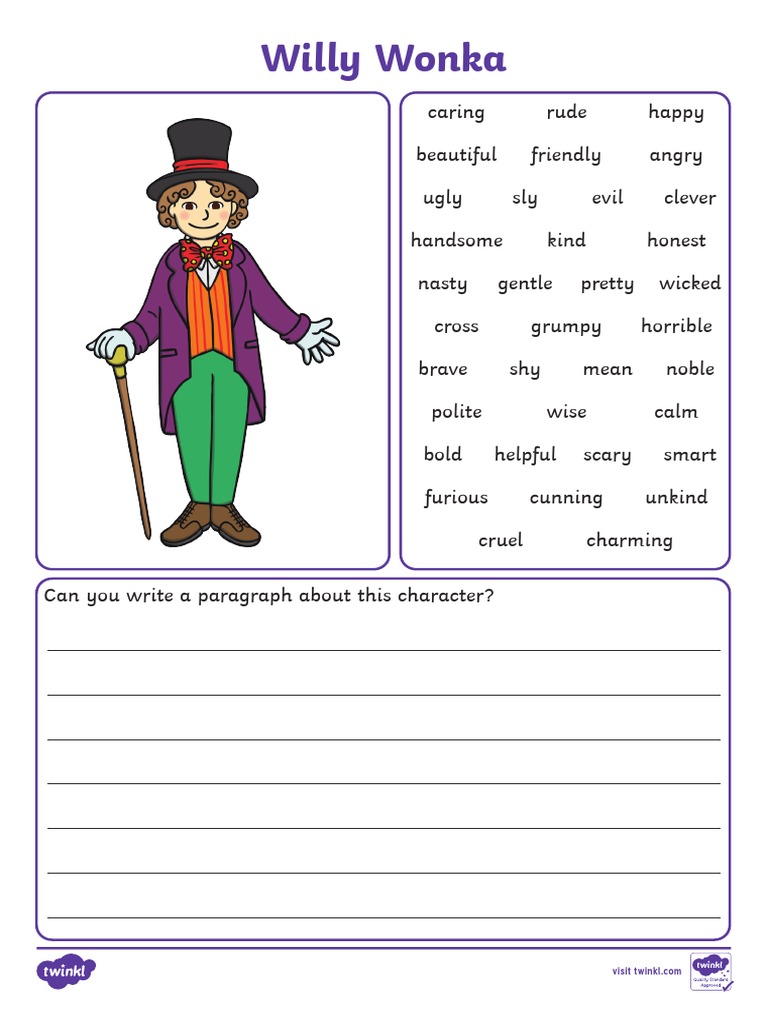 T T 7178 Character Description Writing Frame To Support Teaching On Charlie And The Chocolate