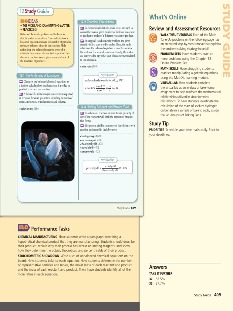 Chapter 12 Study Guide | PDF | Stoichiometry | Mole (Unit)
