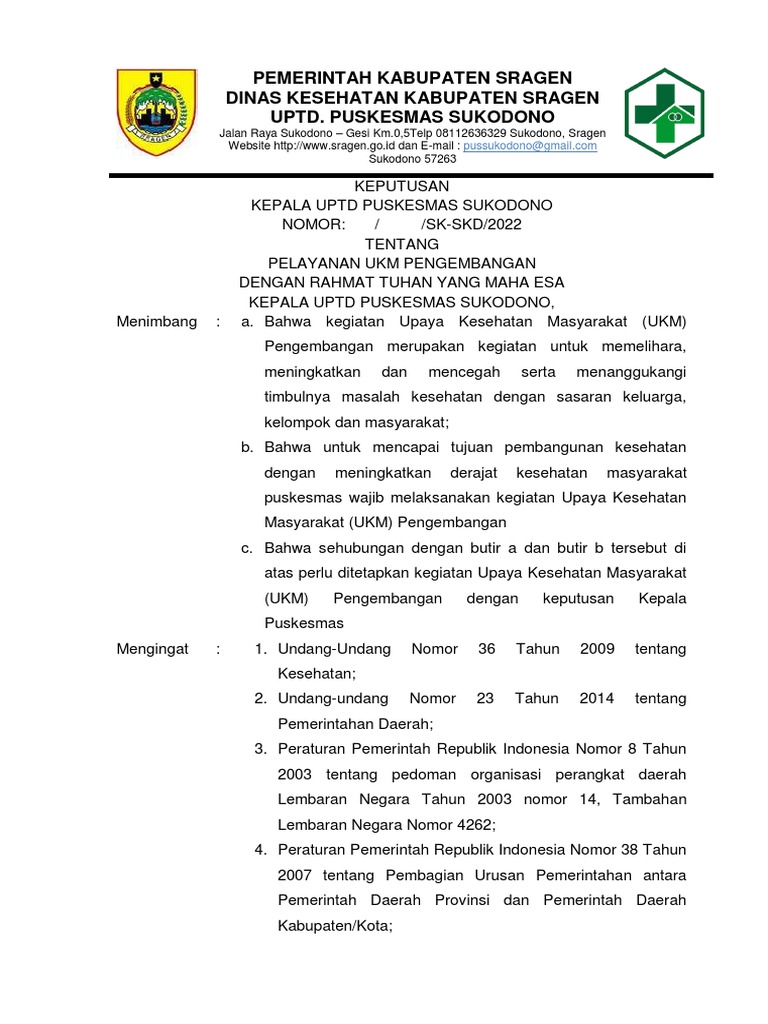 SK Layanan Ukm Pengembangan | PDF