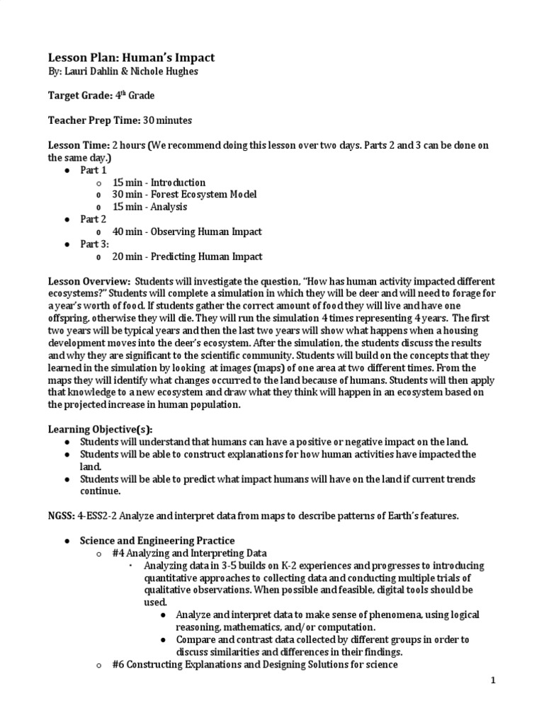 Human Impact Lesson Plan | PDF