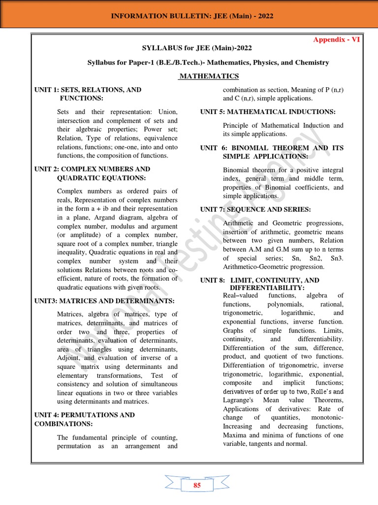 JEE Mains Syllabus | PDF | Chemical Bond | Atomic Orbital