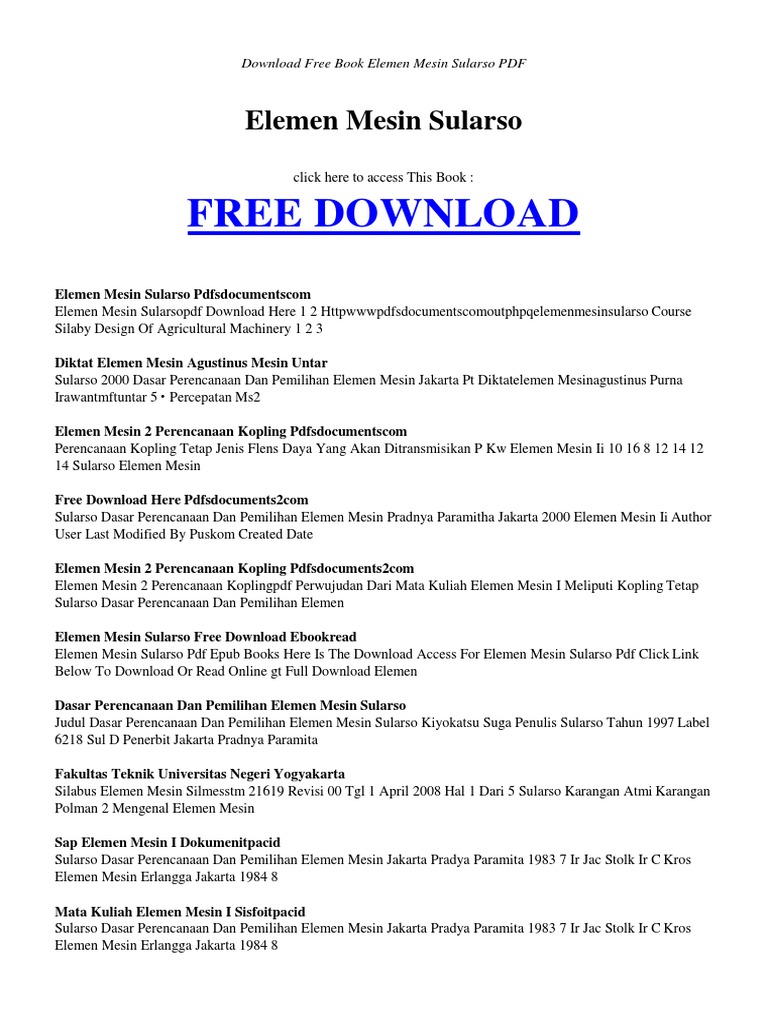 PDF Elemen Mesin Sularso 1 PDF Free | PDF
