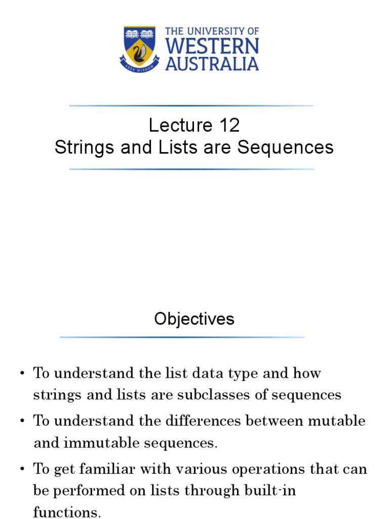 L12 Strings Lists Sequences | PDF | String (Computer Science ...