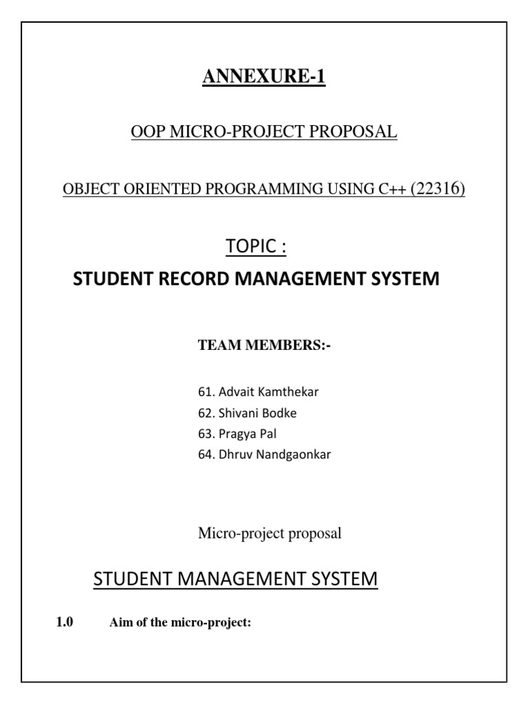 Topic:: Student Record Management System | PDF | Object Oriented Programming | C++