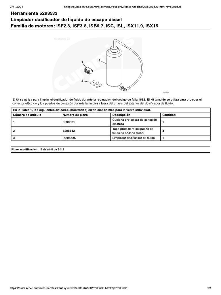 Limpiador de Dosificador 5298533 | PDF