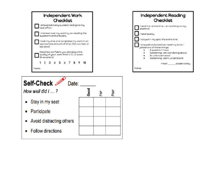 Self-Monitoring Checklists | PDF