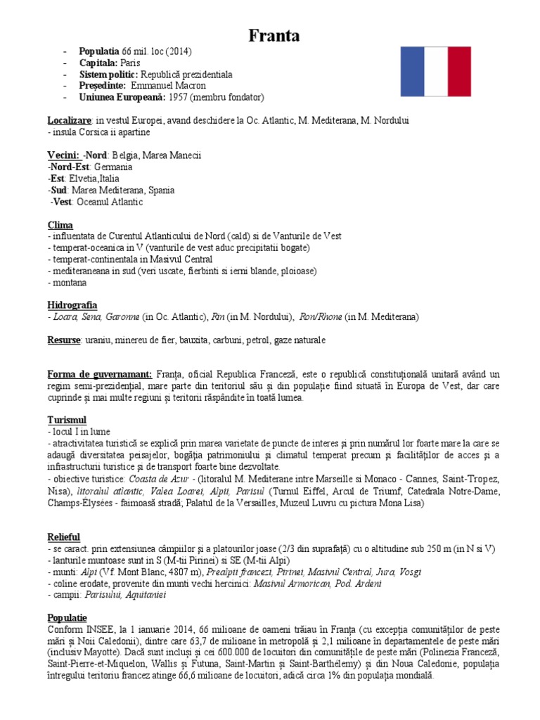 Proiect Franta 2022.2 | PDF