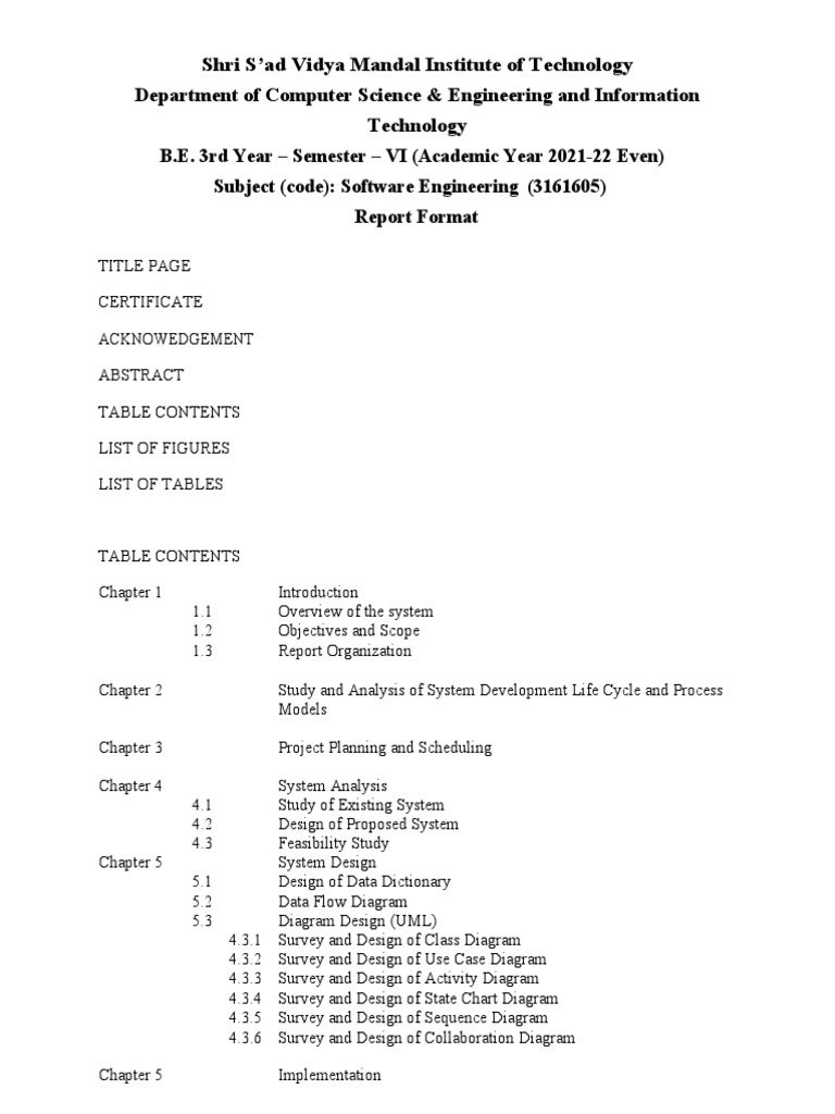 SE Report Format | PDF