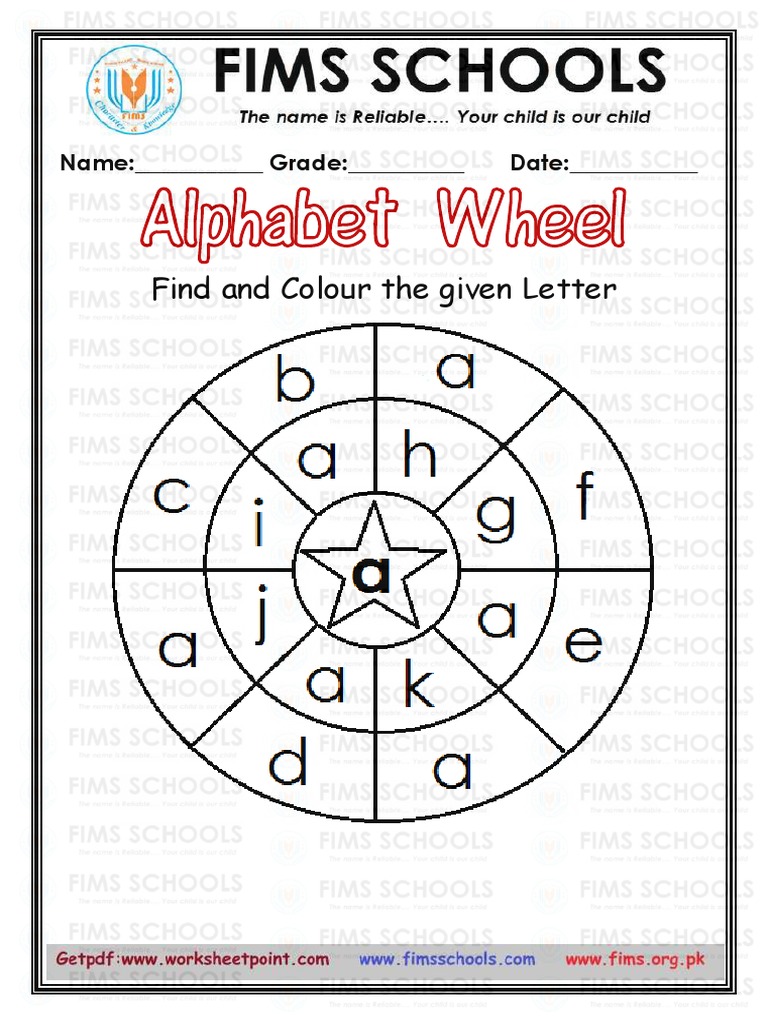 Alphabets Wheels Worksheet | PDF