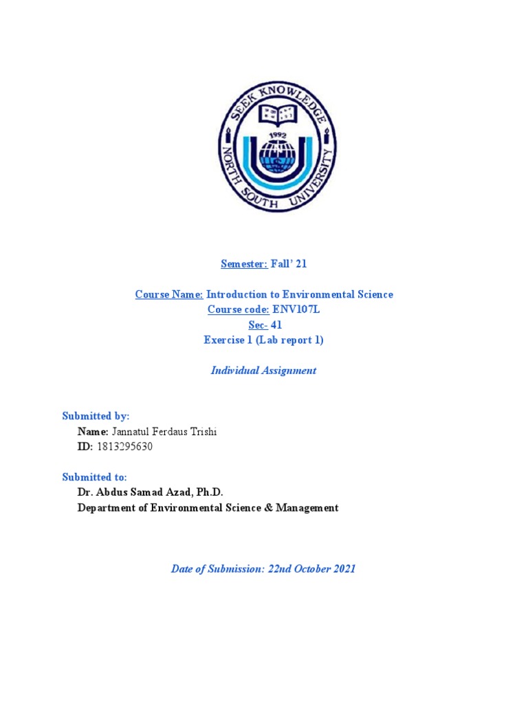 ENV107.Lab Report 1.Dr. Abdus Samad Azad (ASA2) | PDF | Color