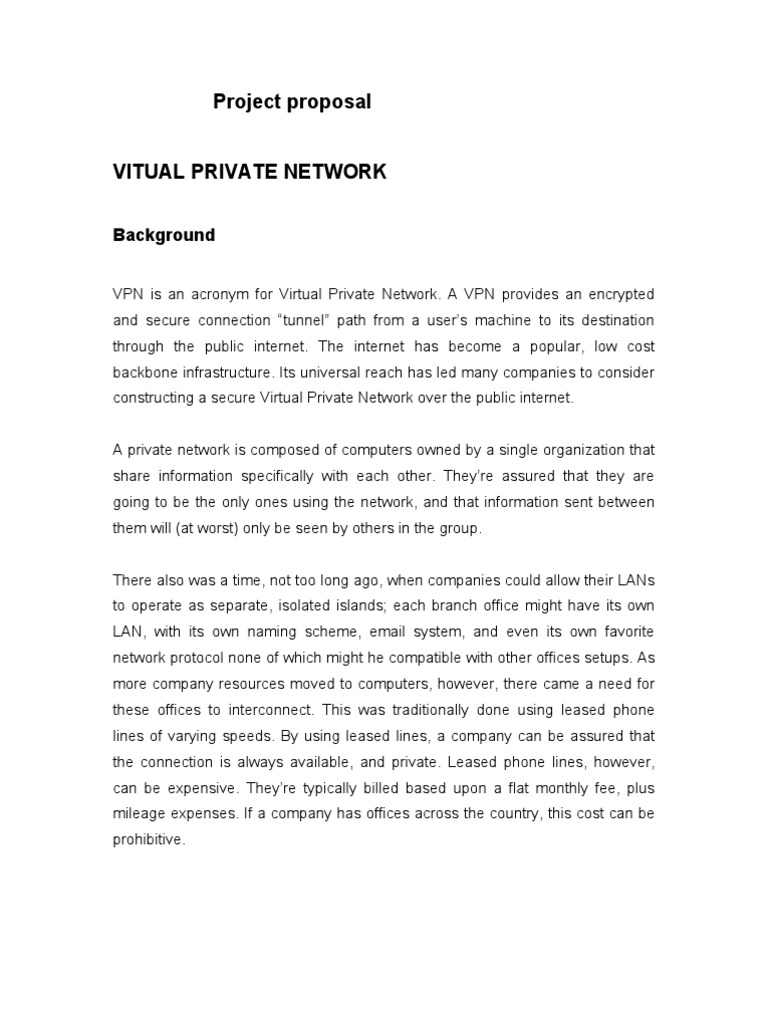 VPN Proposal | PDF | Virtual Private Network | Computer Network