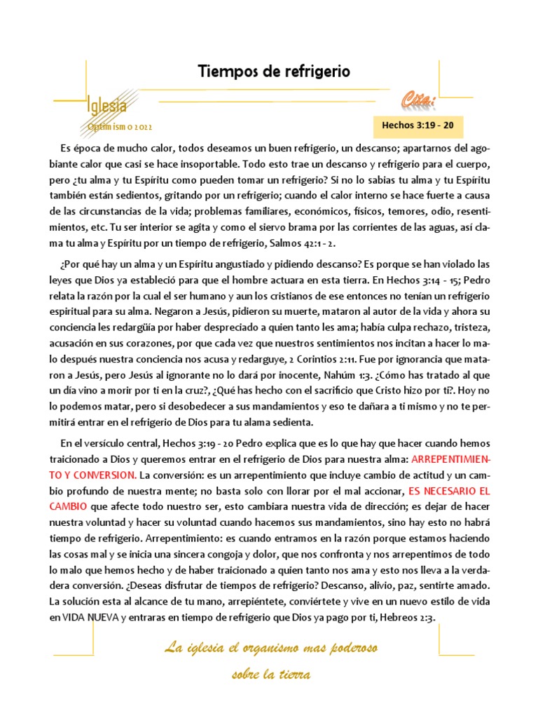 Tiempos de Refrigerio | PDF | Religión y espiritualidad
