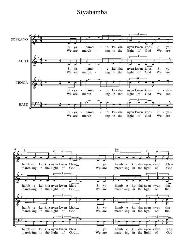 Siyahamba Satb | PDF | Choral Music | Vocal Music