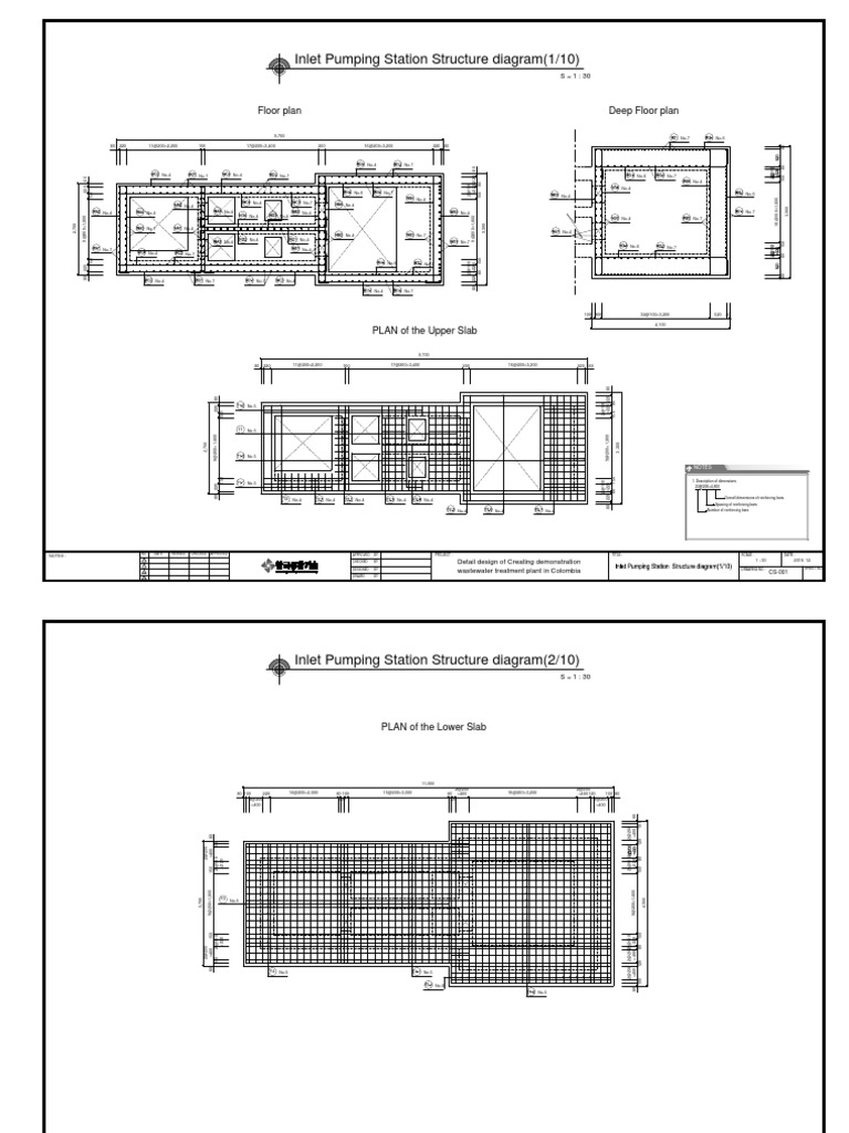 Inlet Pumping Station Structure Diagram (1/10) : Floor Plan Deep Floor ...