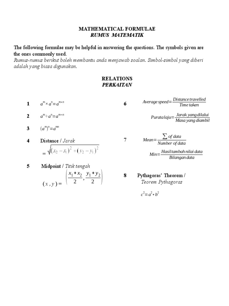 Rumus Matematik pt3 | PDF | Area | Length
