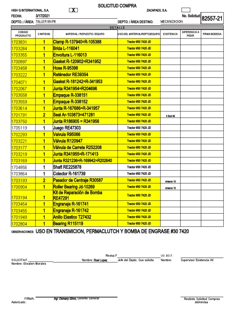 Uso en Transmicion, Permaclutch y Bomba de Engrase #30 7420 82557-21 ...