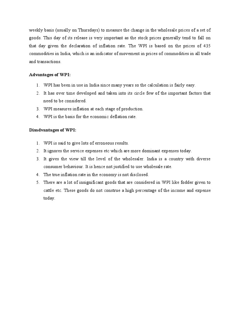 Advantages of WPI | PDF | Finance & Money Management | Social Science
