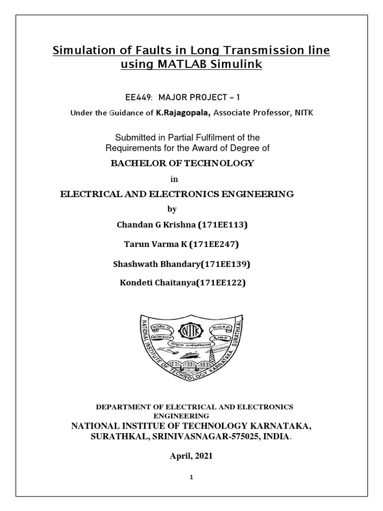 Simulation of Faults in Long Transmission Line Using MATLAB Simulink ...