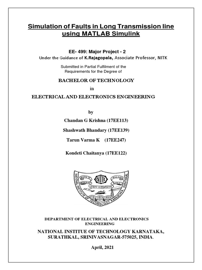 Major Project 2 (Faults in Transmission Line) | PDF | Electric Power ...