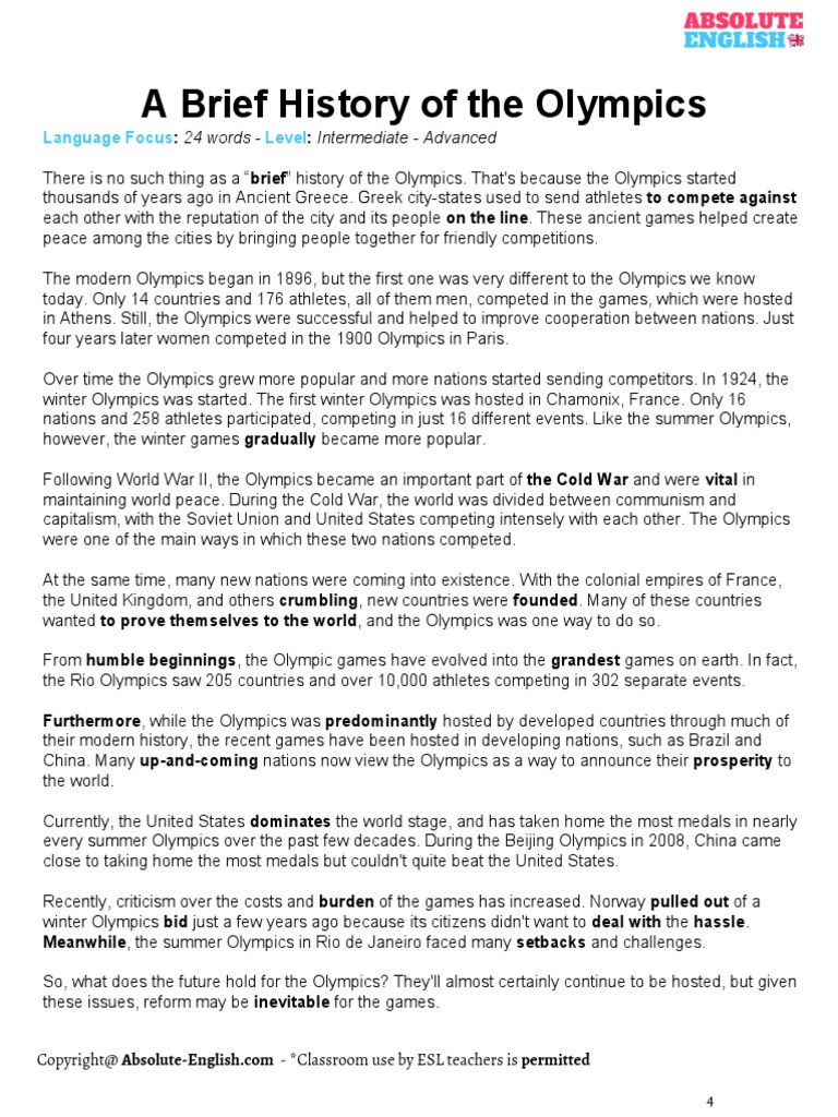 A Brief History of The Olympics | Download Free PDF | Olympic Games ...