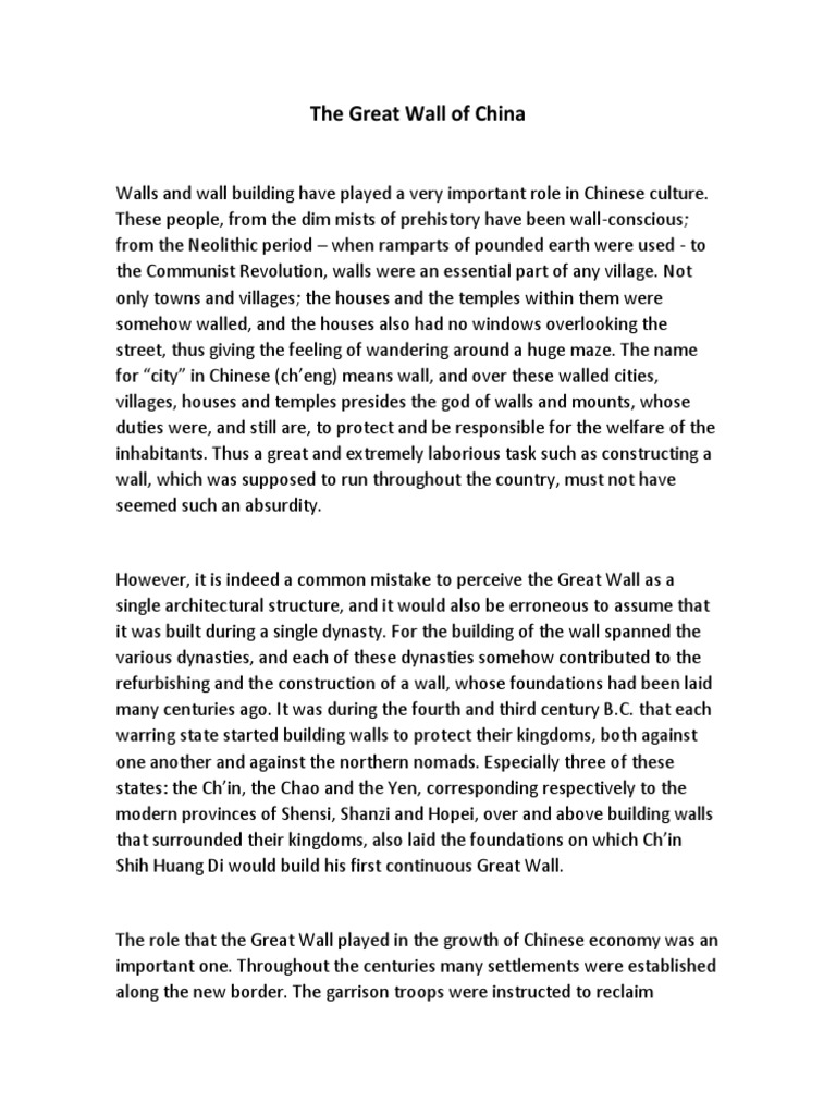 The Great Wall of China | PDF | China | World Politics