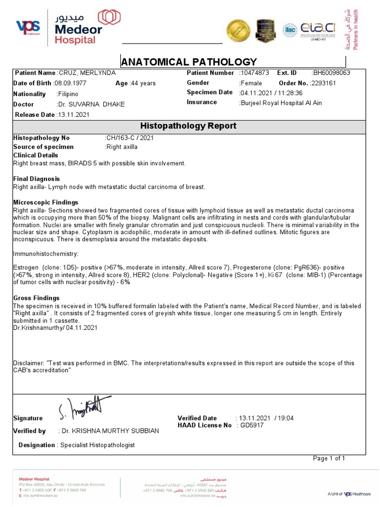 Anatomical Pathology: Histopathology Report | PDF | Histopathology ...