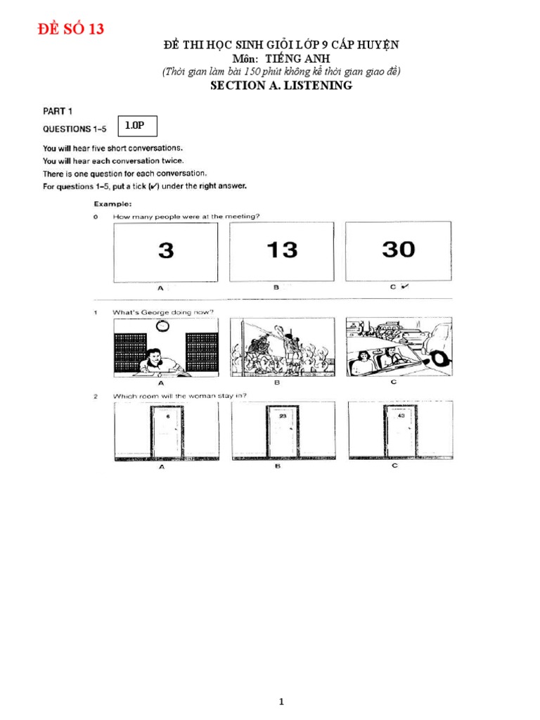 De Thi HSG Anh 9 Cap Huyen File Nghe Key | PDF | Jazz | Performing Arts