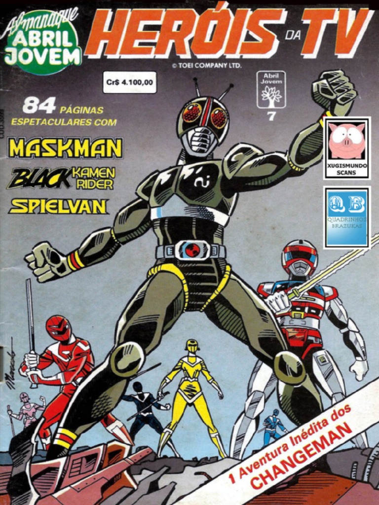Almanaque Abril Jovem Número 7 - Heróis Da TV - Maskman, Spielvan, Kamen Rider Black, Changeman ...