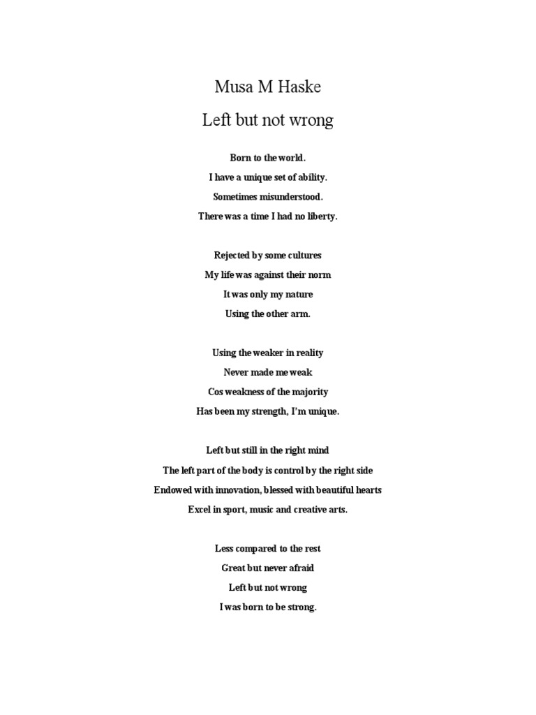 Left But Not Wrong (The Anguish of The Left Handed) by MM Haske | PDF ...