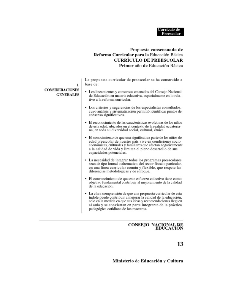 Propuesta Curricular de Preescolar | PDF | Educación de la primera ...