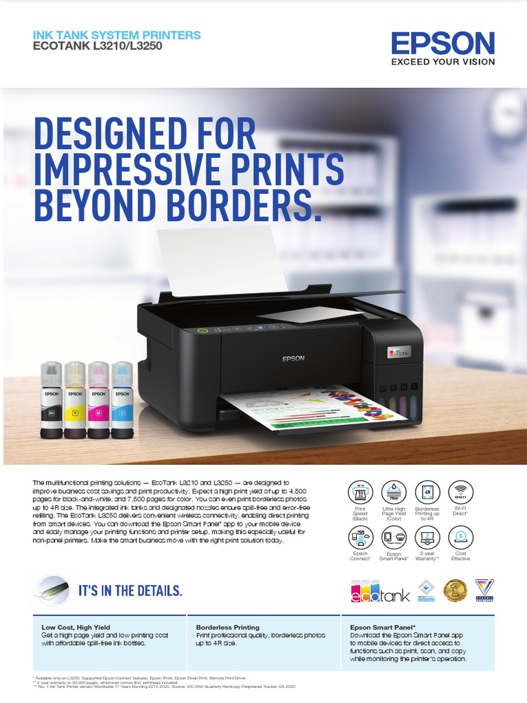 EPSON EcoTank Brochure L3210 - PH | PDF | Printer (Computing) | Image Scanner
